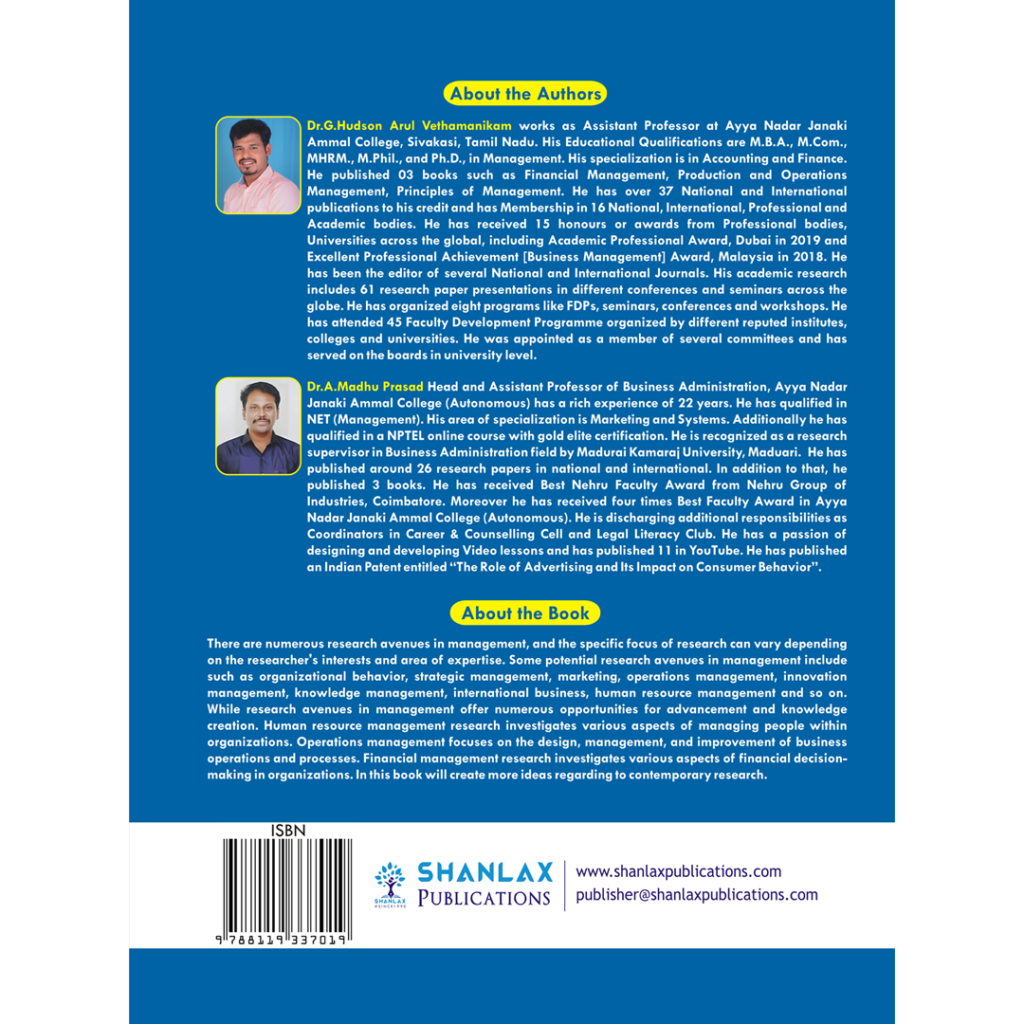 Research Avenues in Management - Shanlax